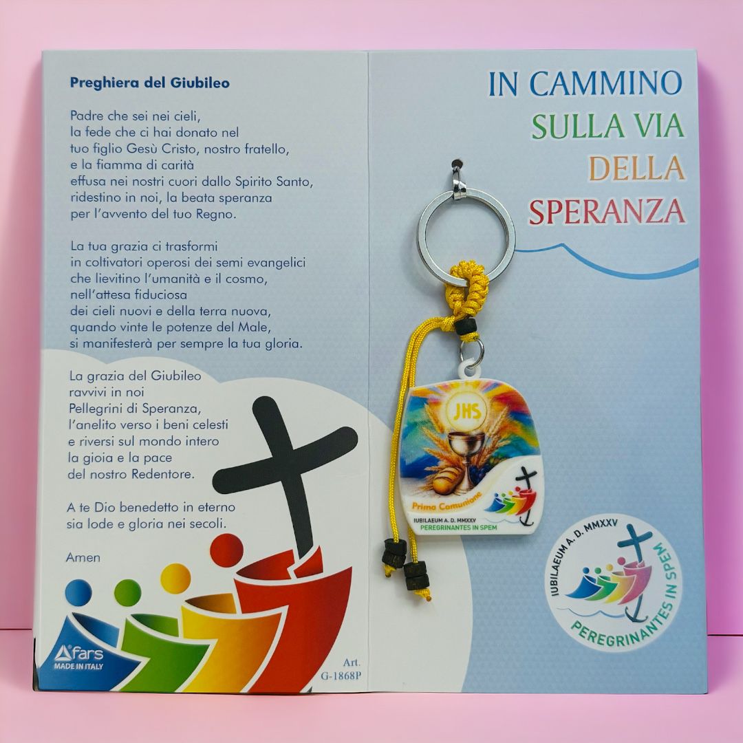 Official Jubilee 2025 Keychain for First Communion with Prayers